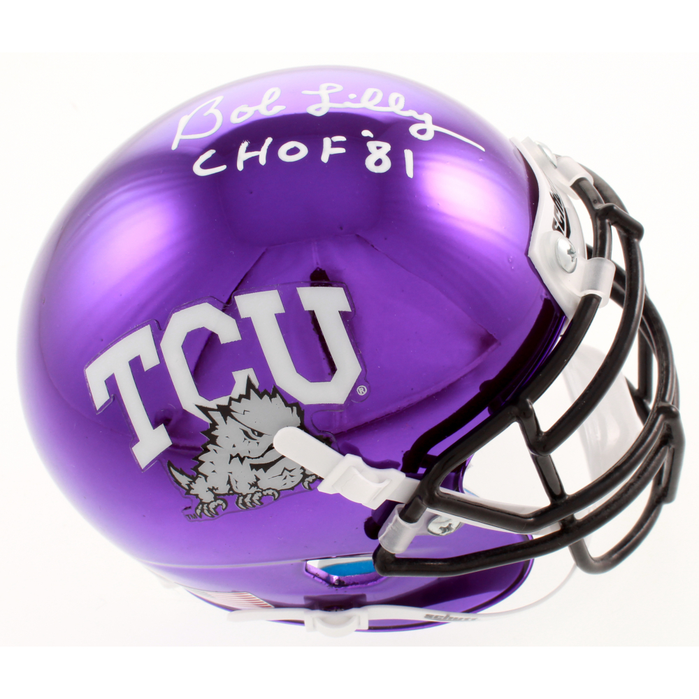 Bob Lilly Signed TCU Horned Frogs Chrome Mini Helmet Inscribed "CHOF ...