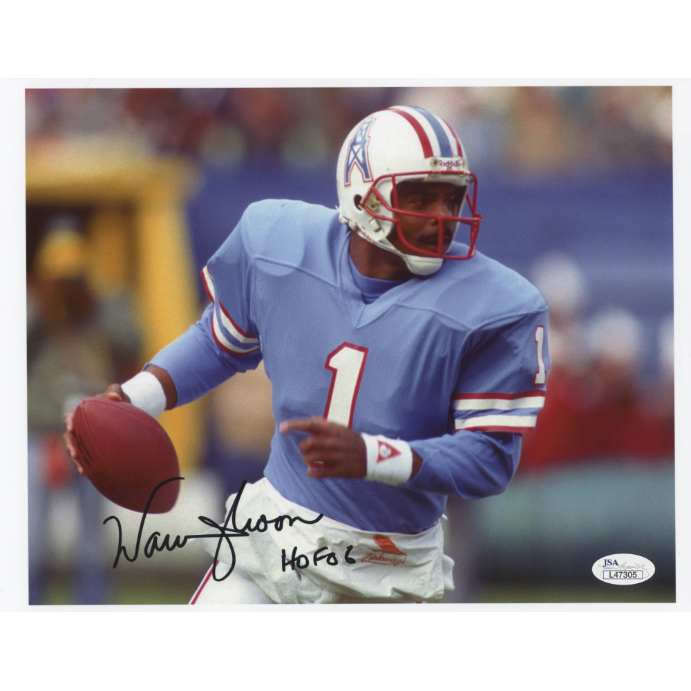 Warren Moon Signed Oilers 8.5x11 Photo Inscribed "HOF 06" (JSA COA ...