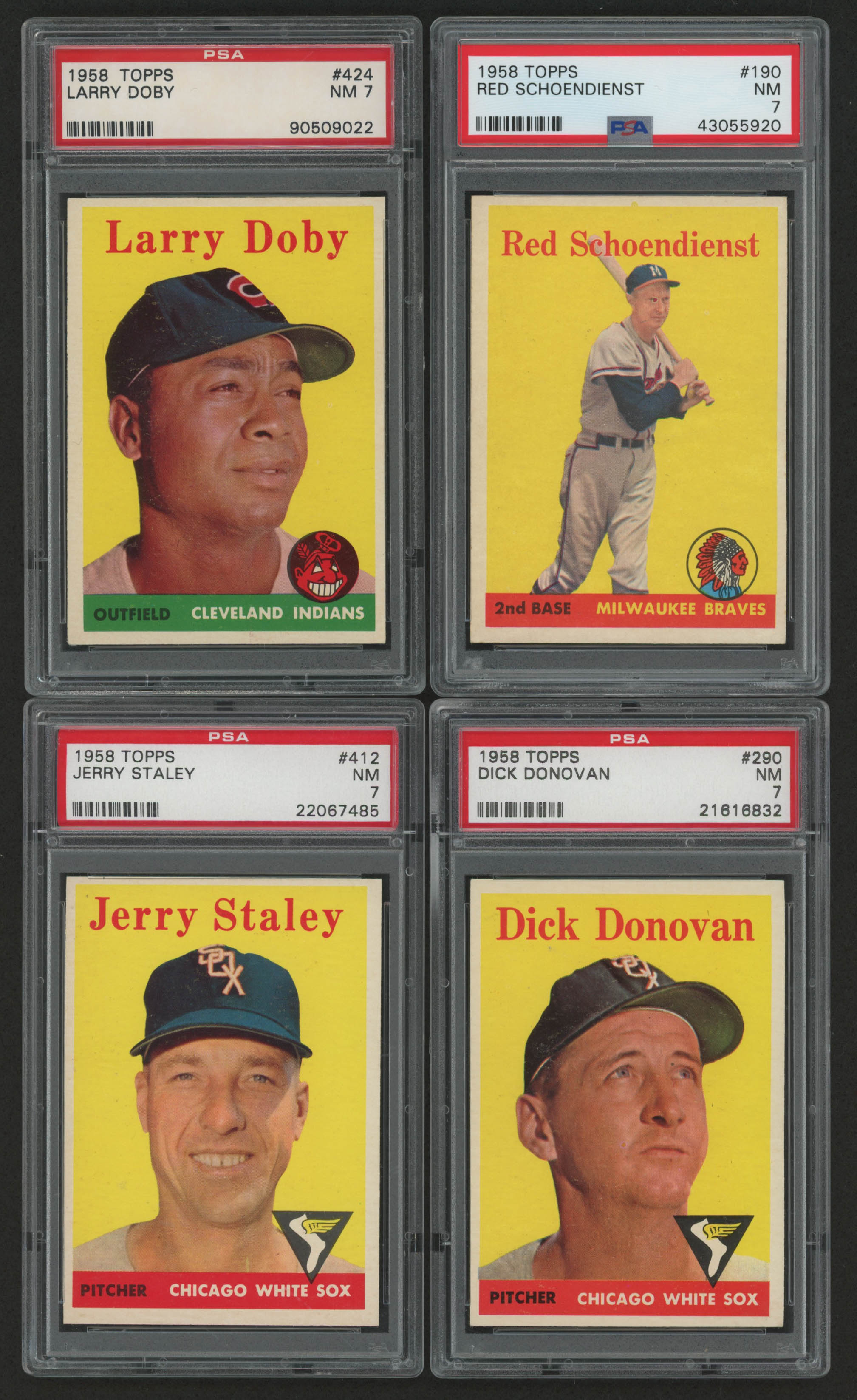 Lot of (4) PSA 7 Graded 1958 Topps Baseball Cards with #190 Red ...