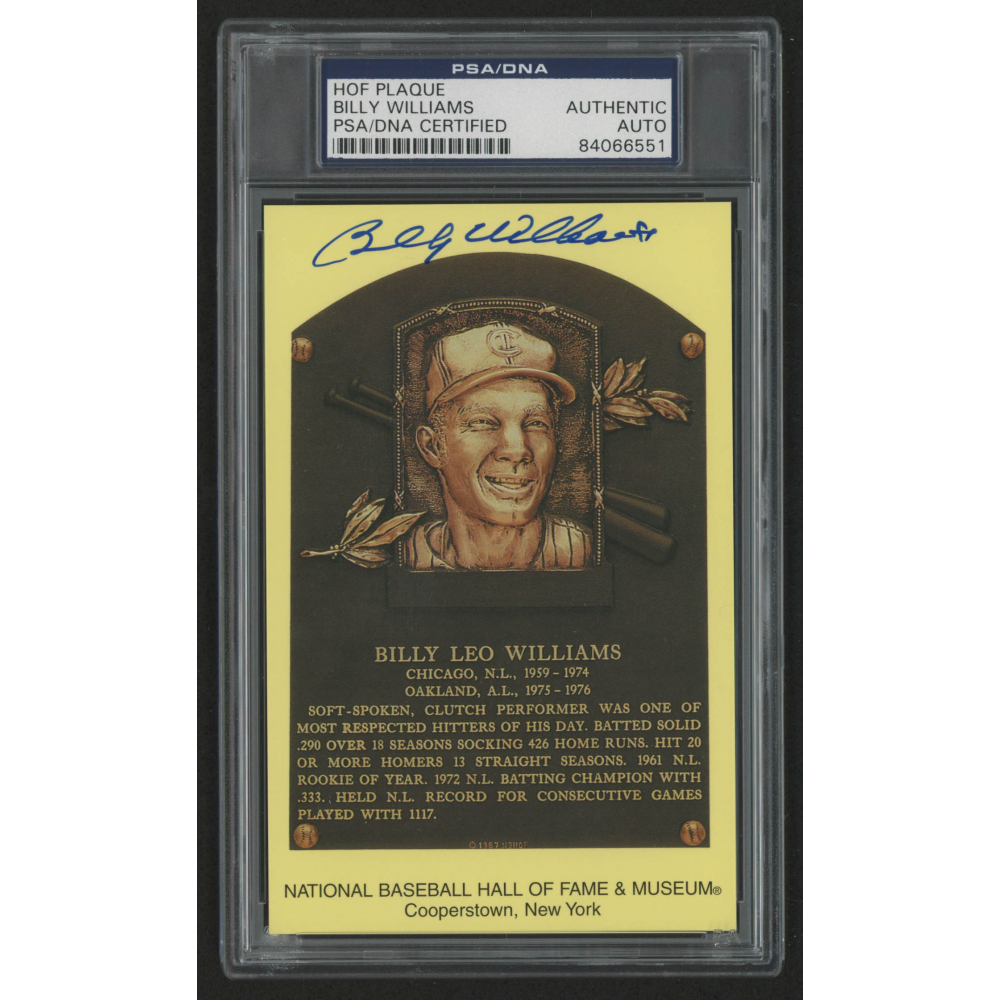 Billy Williams Signed Gold Hall of Fame Plaque Postcard (PSA ...