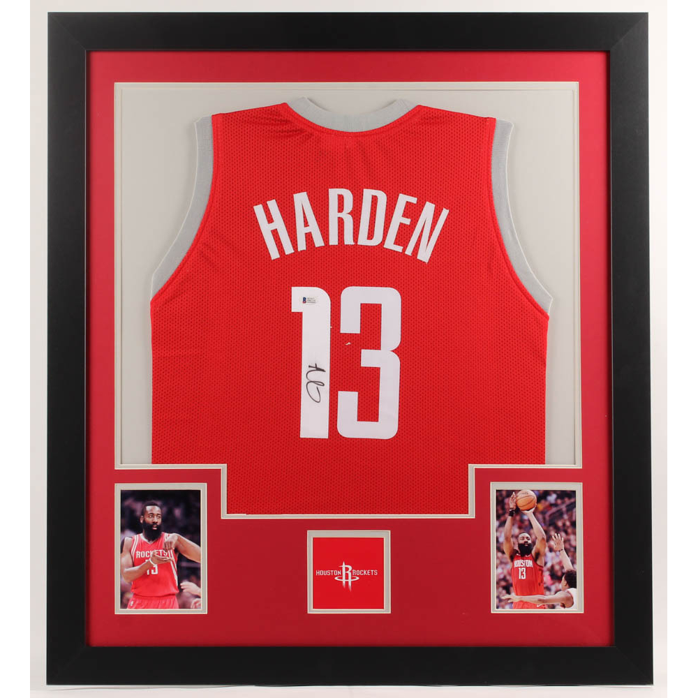 James Harden Signed 31x35 Custom Framed Jersey (Beckett COA) | Pristine ...