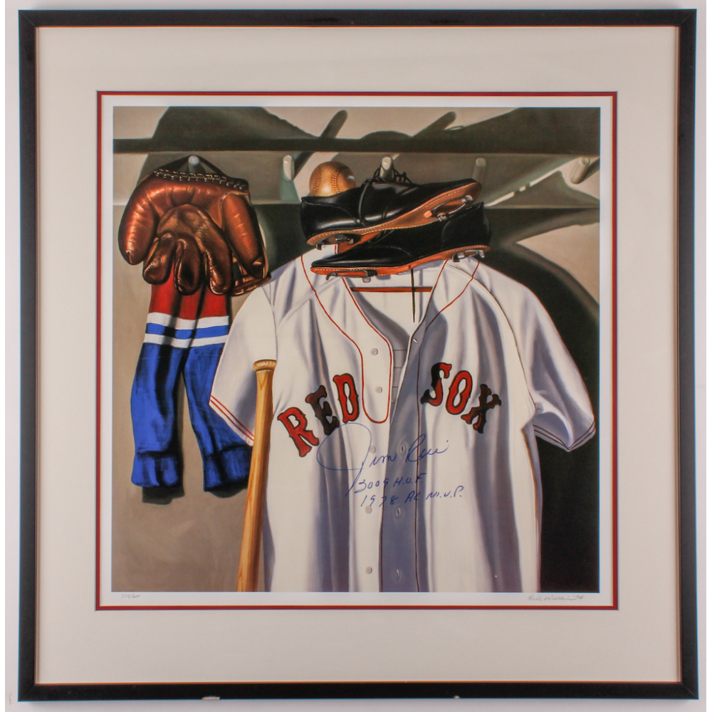 Jim Rice Signed Red Sox 31.5x32.5 Custom Framed Print Display Inscribed ...