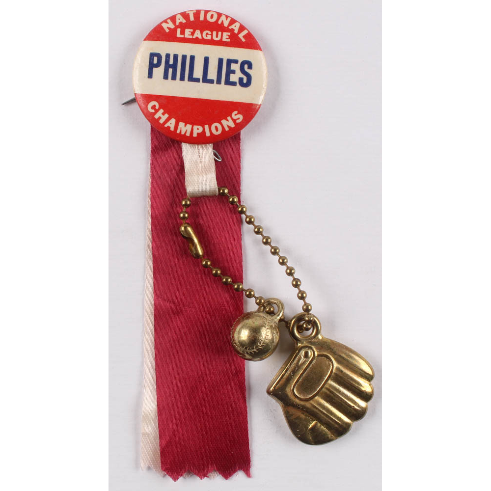 Vintage 1950s Phillies Pin Back & Ribbon | Pristine Auction