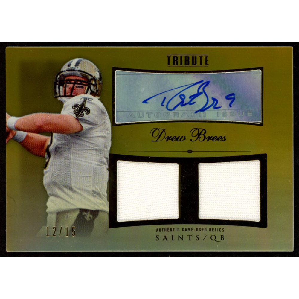 Drew Brees 2010 Topps Tribute Autographed Dual Relics Gold #ADRDB ...
