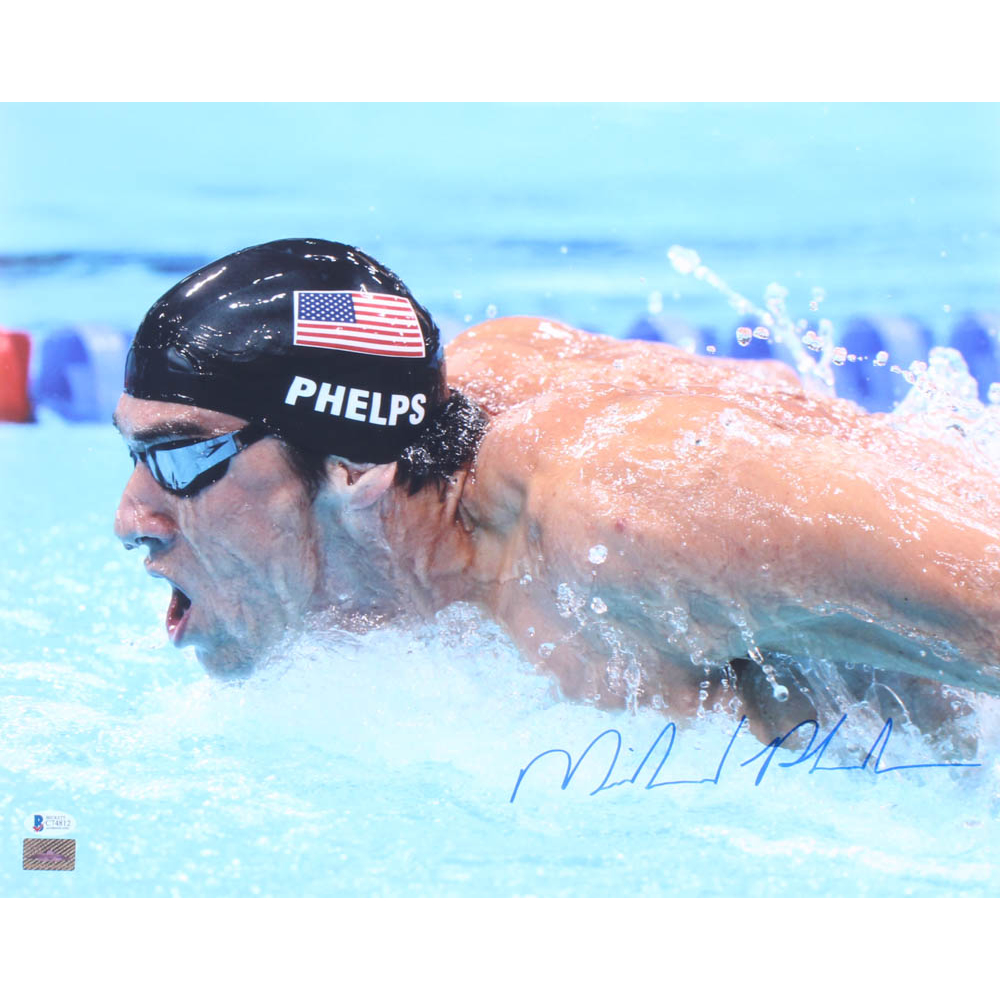 Michael Phelps Signed 16x20 Photo (Phelps Hologram & Beckett COA ...