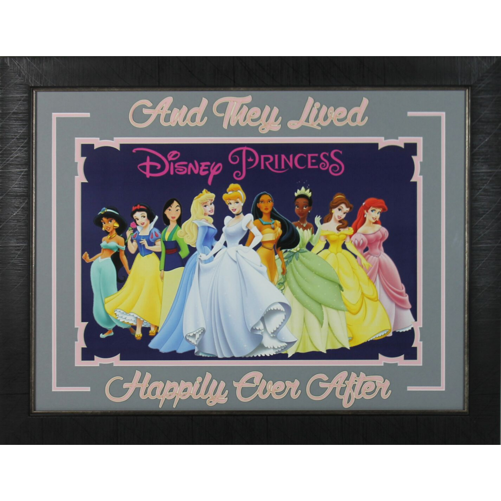 Disney Princess "And They Lived Happily Ever After" 24x28 Custom Framed ...