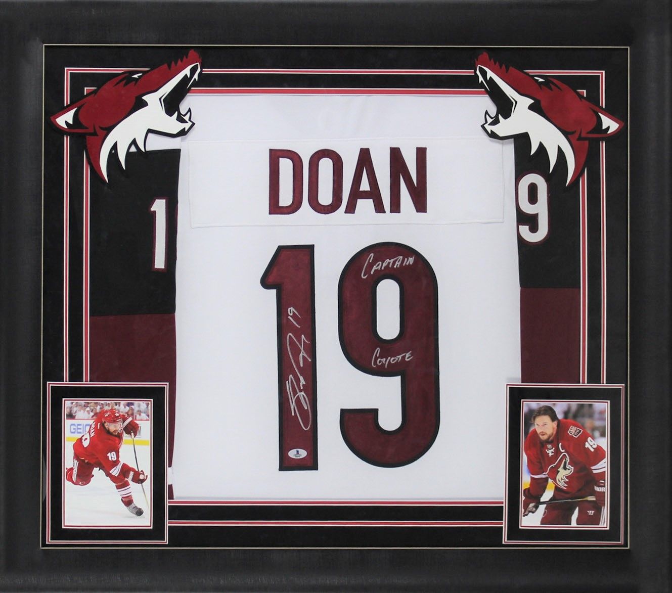 Shane Doan Signed 32x 37 Custom Framed Jersey Inscribed "Captain Coyote ...