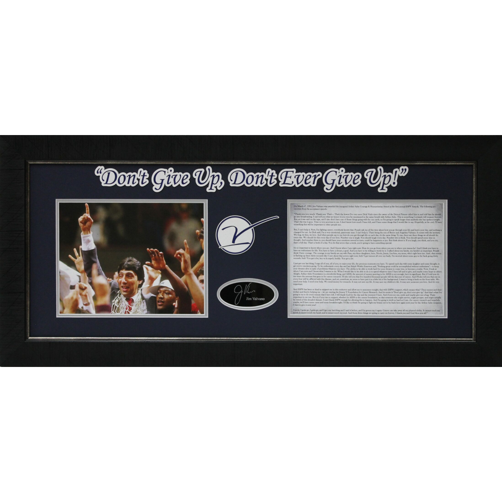 Jim Valvano "Don't Give Up, Don't Ever Give Up!" 17x36 Speech Display ...