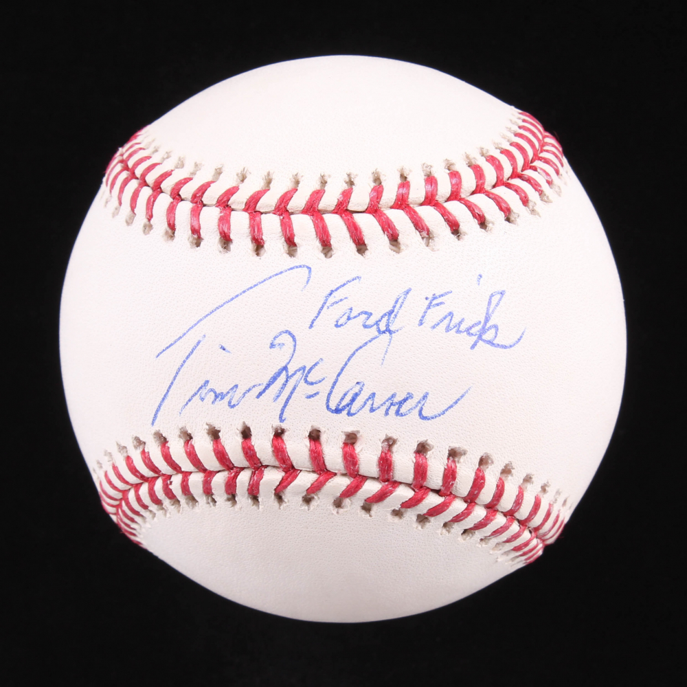 Tim McCarver Signed OML Baseball Inscribed "Ford Frick" (JSA COA ...