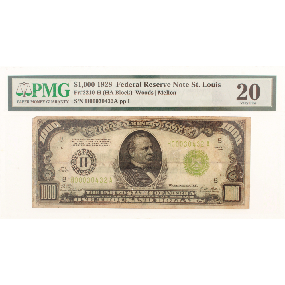 1928 $1000 One Thousand Dollars Federal Reserve Note (PMG 20 ...