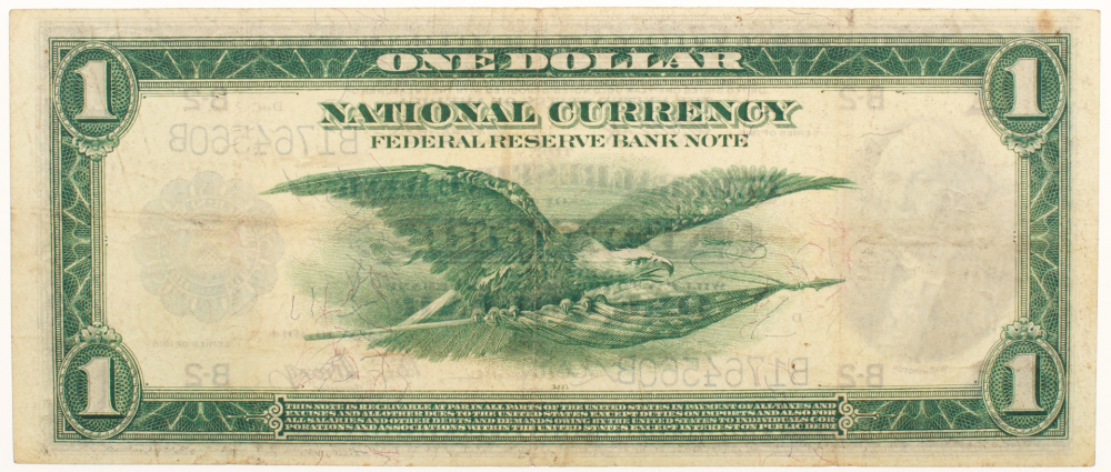 1918 $1 One Dollar U.S. National Currency Large Bank Note - The Federal ...