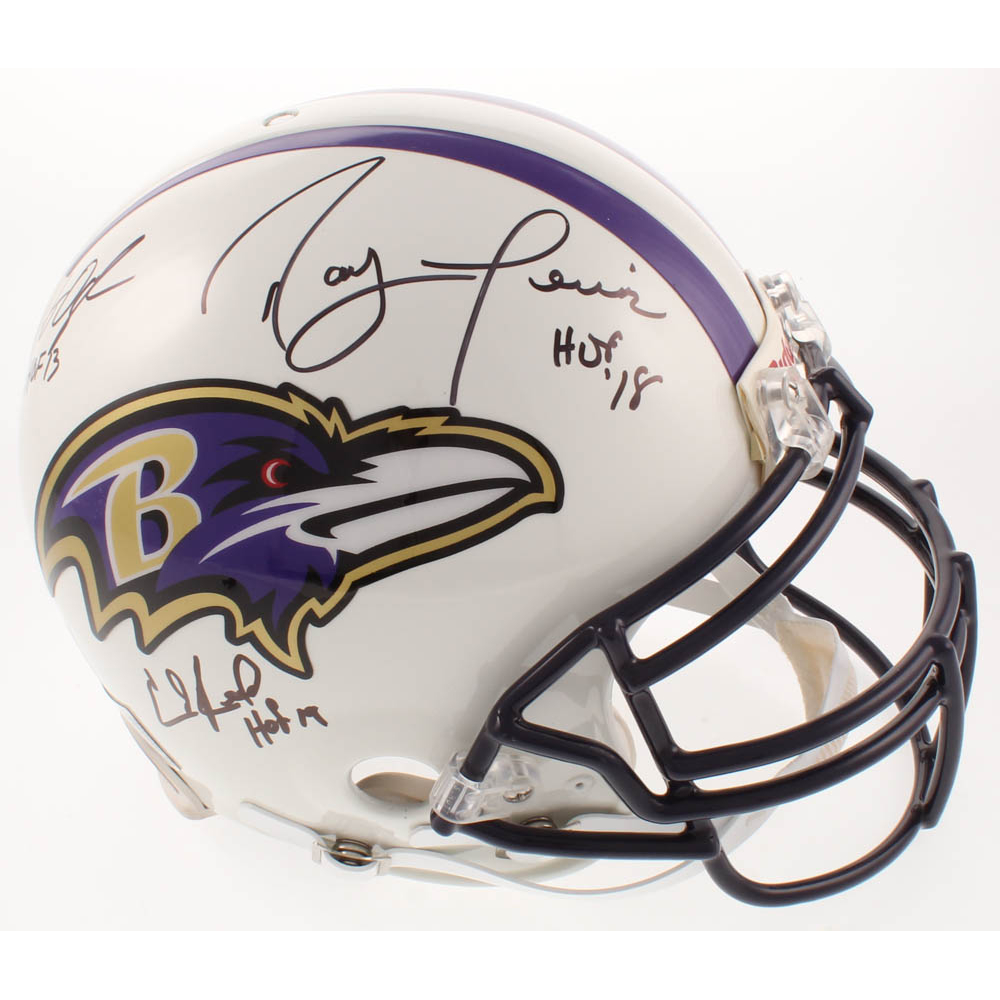 Ray Lewis, Larry Ogden, & Ed Reed Signed Ravens Full-Size Authentic On ...