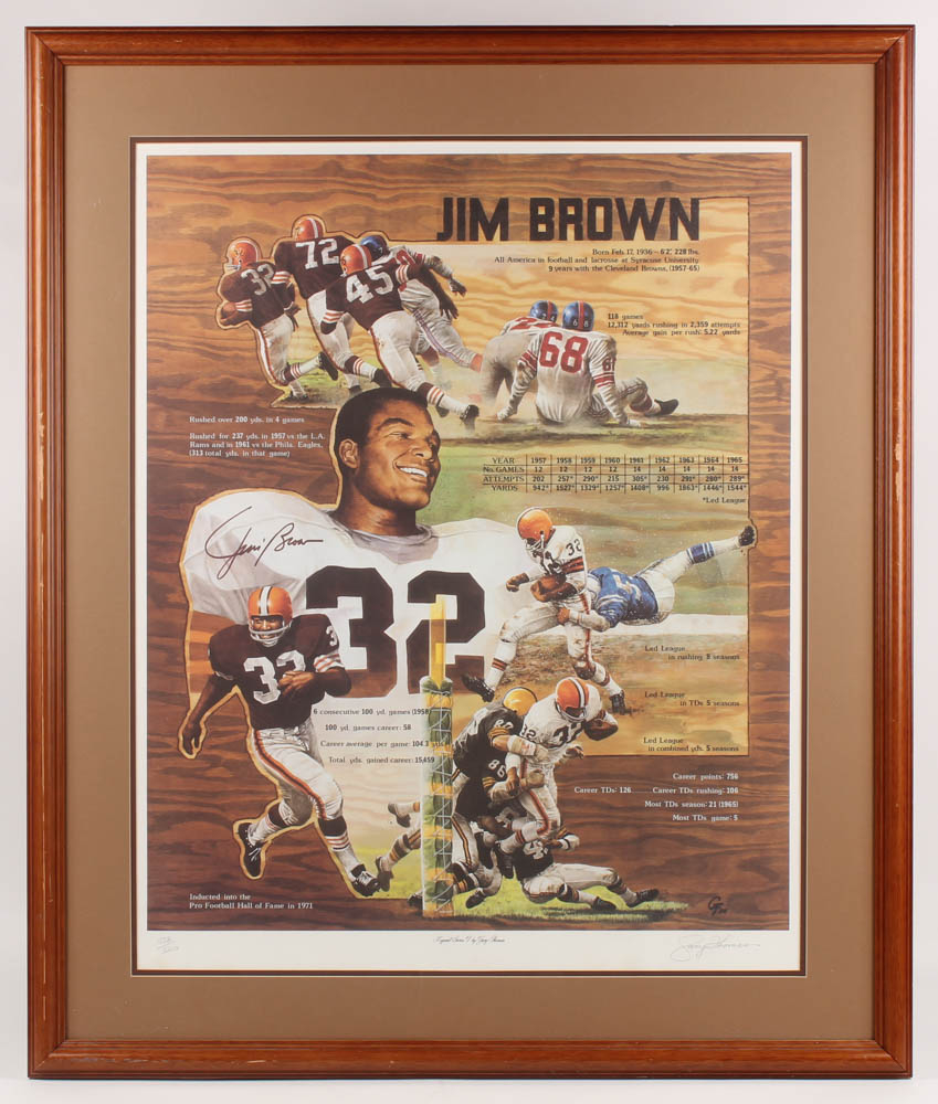 Jim Brown Signed LE Browns 33x39.5 Custom Framed Lithograph Display ...