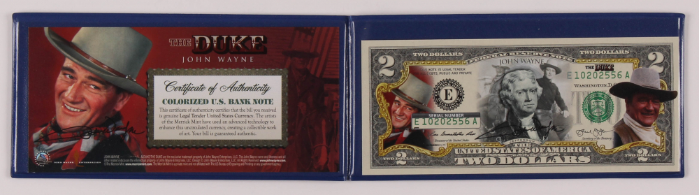 John Wayne Colorized $2 Two-Dollar Commemorative Bank Note | Pristine ...