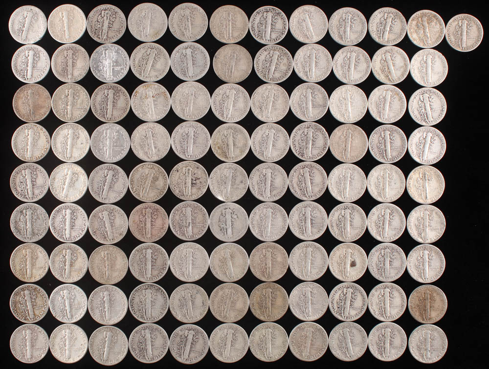 Lot of (100) Mercury Silver Dimes | Pristine Auction