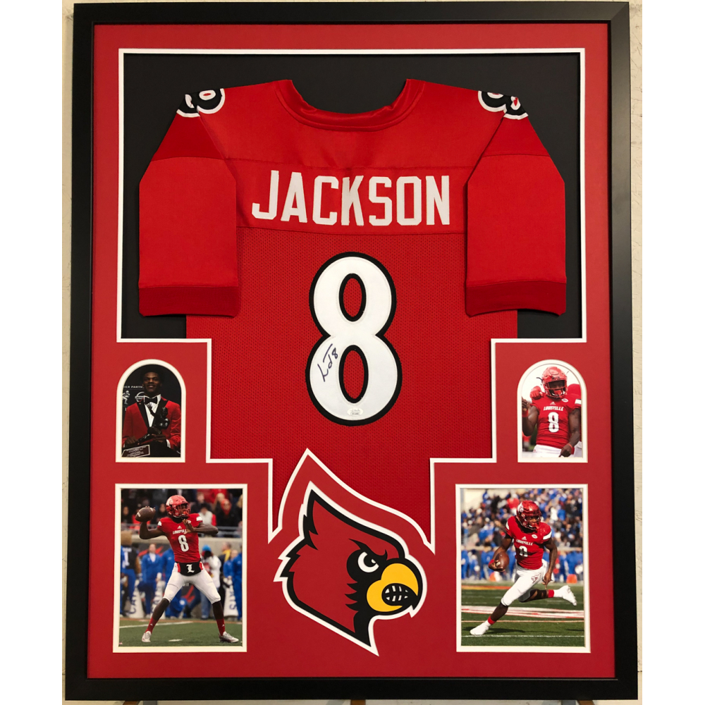 Lamar Jackson Signed 34x42 Custom Framed Jersey (JSA COA) | Pristine ...
