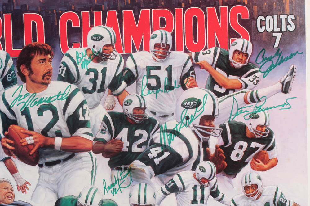 1968 Super Bowl Champion Jets Signed By (27) LE 37.5x32.5 Custom Framed ...