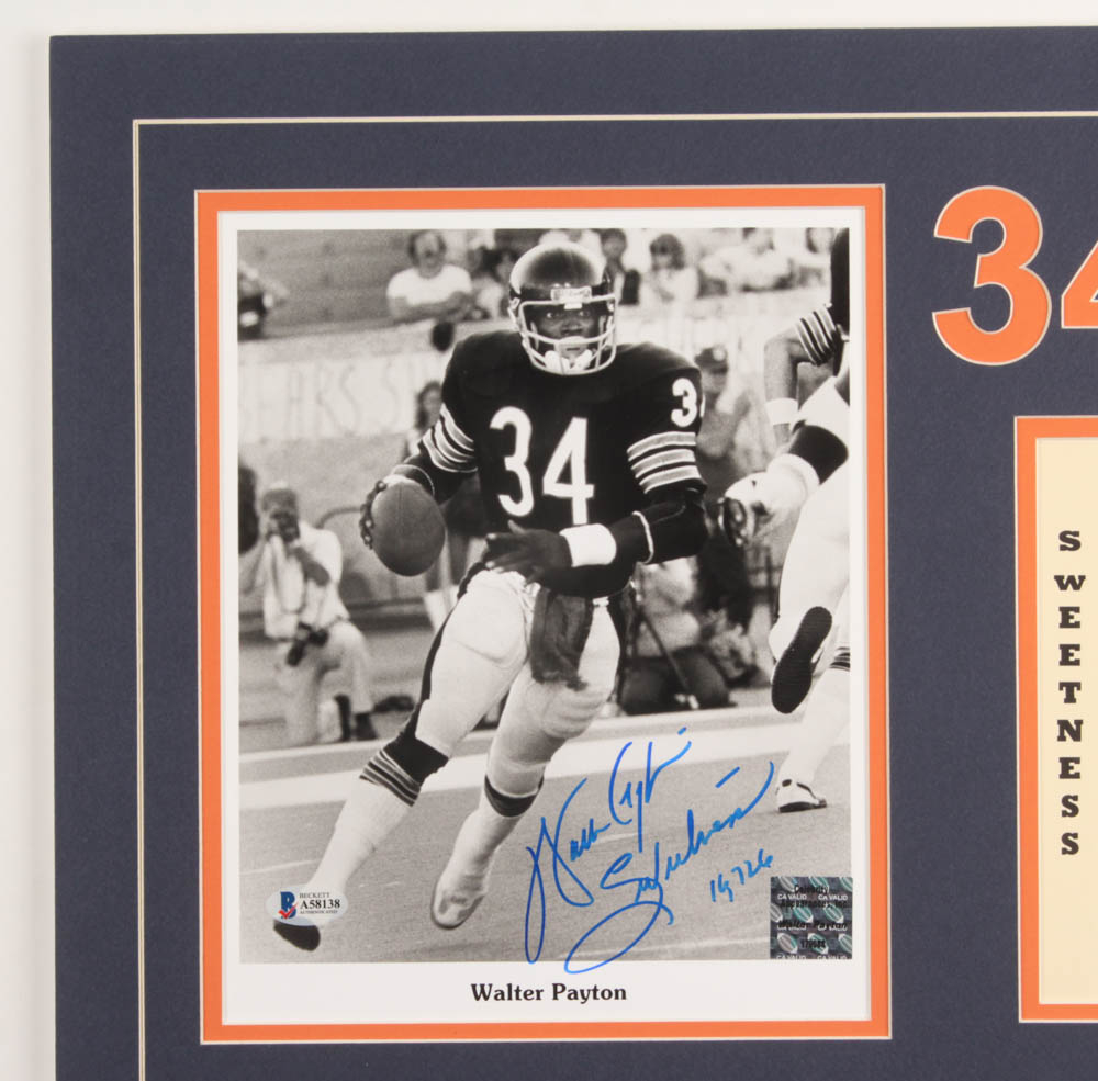 Walter Payton Signed Bears 14x24 Custom Matted Photo Display Inscribed ...
