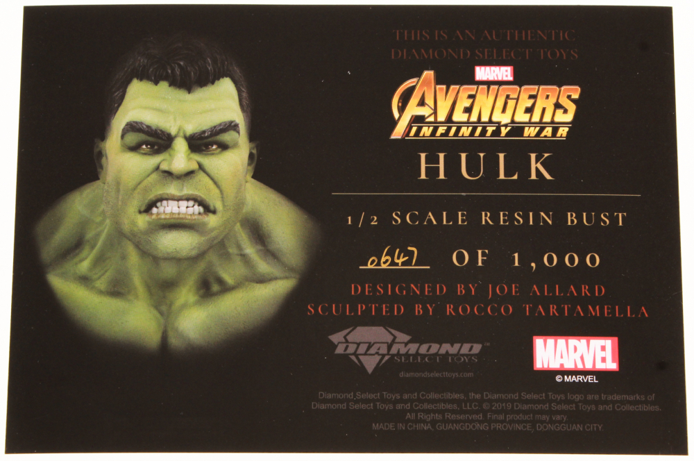 Marvel "Avengers Infinity War" Hulk Diamond Select Limited Edition Half ...