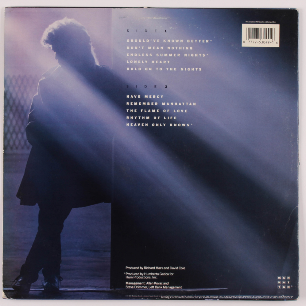 Richard Marx Signed "Richard Marx" Vinyl Record Album Cover (PSA COA ...