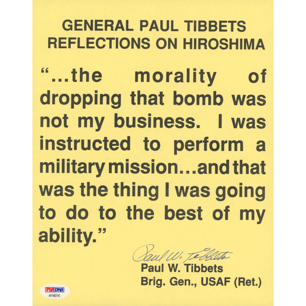 Paul Tibbets Signed WWII 8x10 Photo (PSA LOA) | Pristine Auction