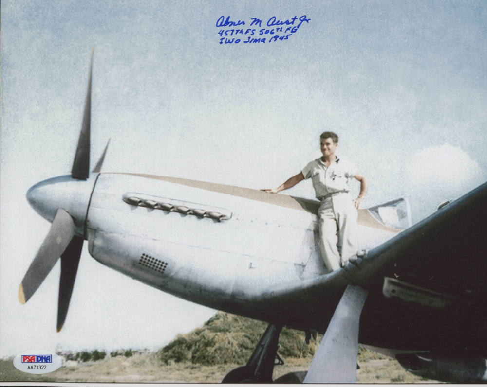 Abner M. Aust Jr. Signed 8x10 Photo Inscribed "457th FS 506th FG ...
