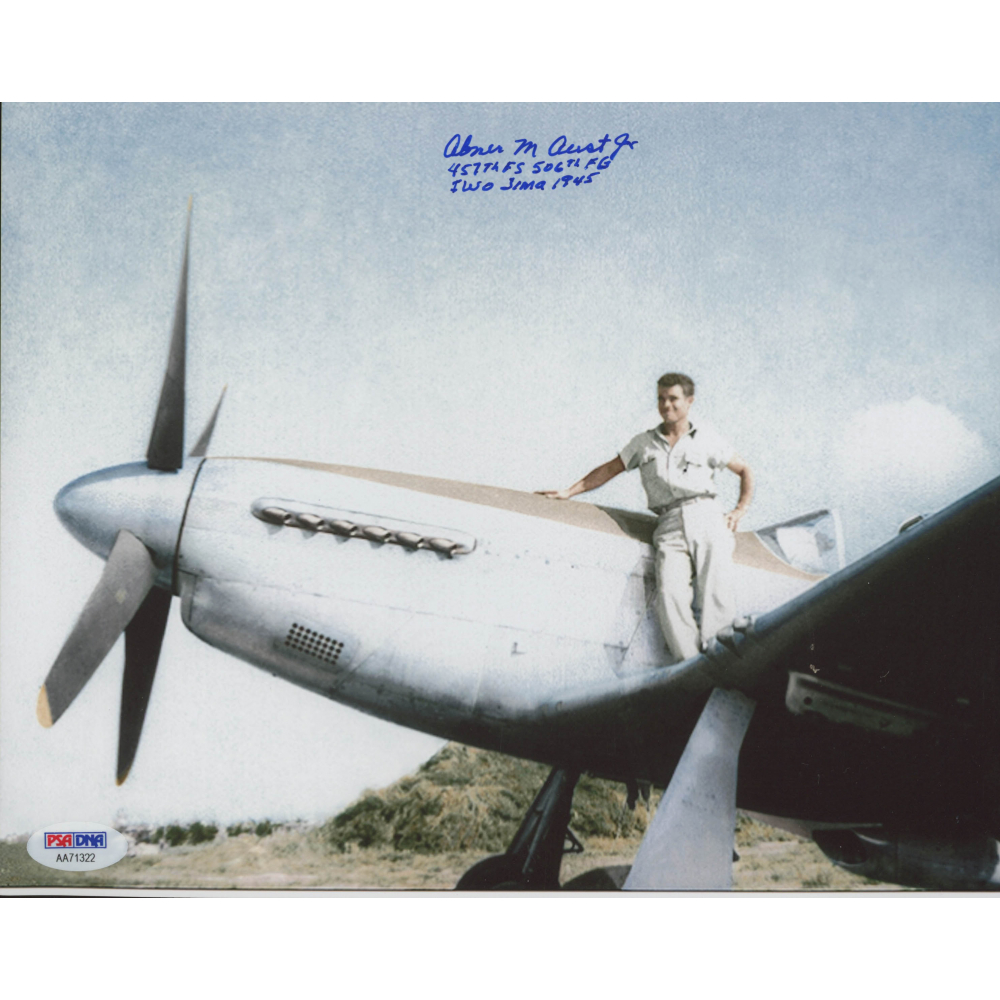 Abner M. Aust Jr. Signed 8x10 Photo Inscribed "457th FS 506th FG ...