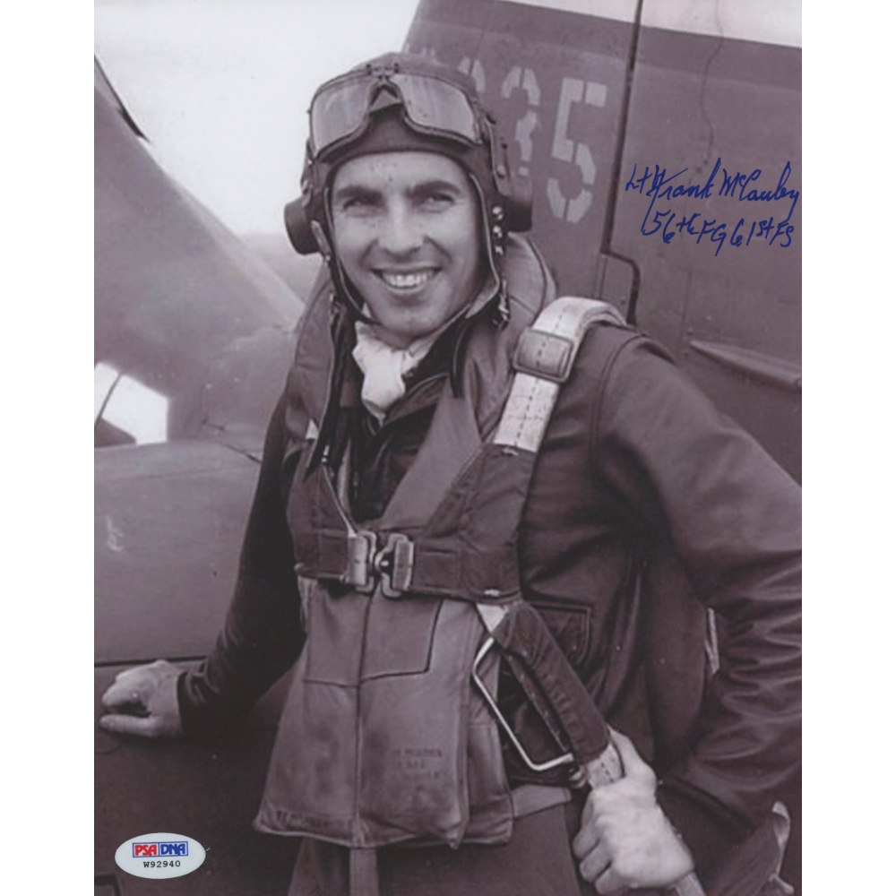 Frank McCauley Signed WWII 8x10 Photo Inscribed "56th FG, 61st FS ...