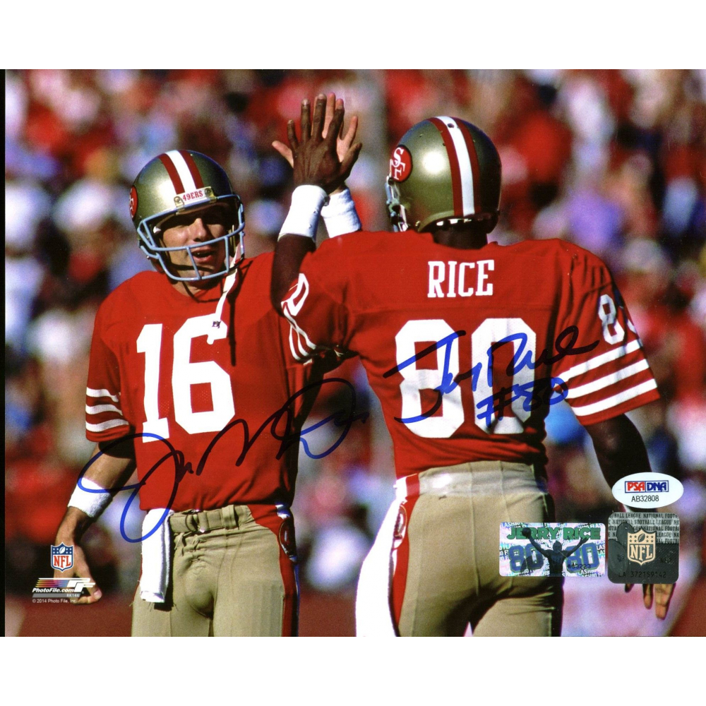 Joe Montana & Jerry Rice Signed 49ers 8x10 Photo (Rice Hologram & PSA ...