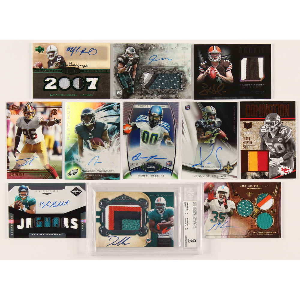 Lot of (11) Game-Used Relic & Autograph Insert Football Cards with 2011 ...