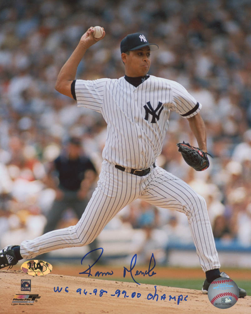 Ramiro Mendoza Signed Yankees 8x10 Photo Inscribed "WS 96-98-99-00 Champs" (MAB Hologram ...