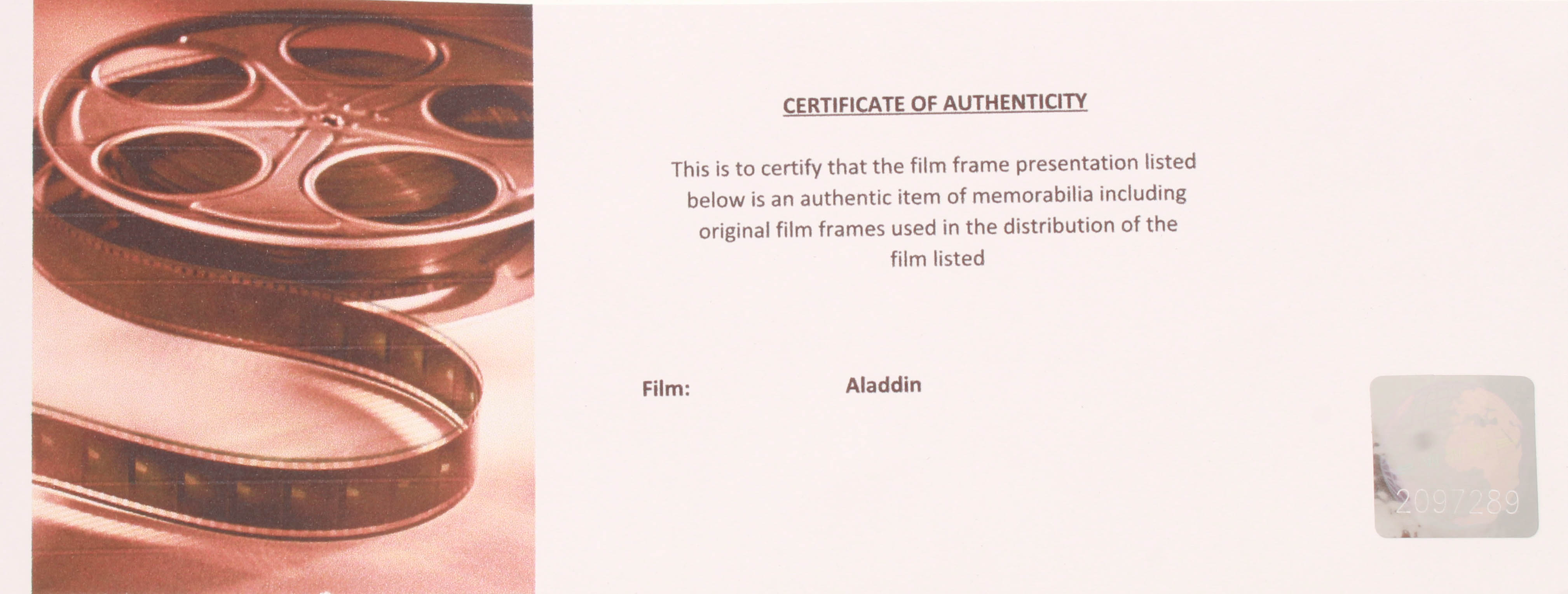 "Aladdin" LE 8x10 Custom Matted Original Film / Movie Cell Display ...