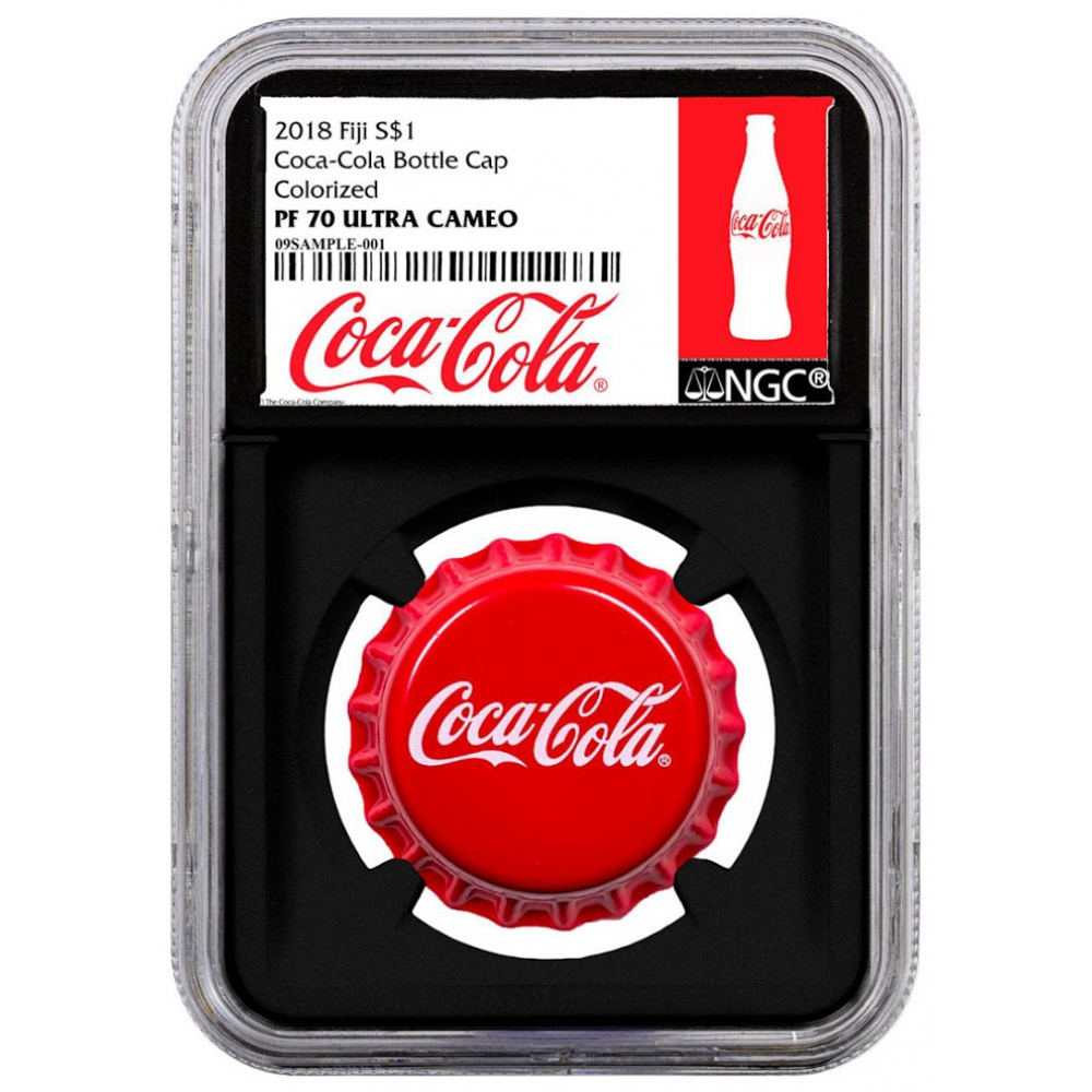 2018 Fiji Coca-Cola Bottle Cap-Shaped 6 gram Silver Colorized $1 Coin ...