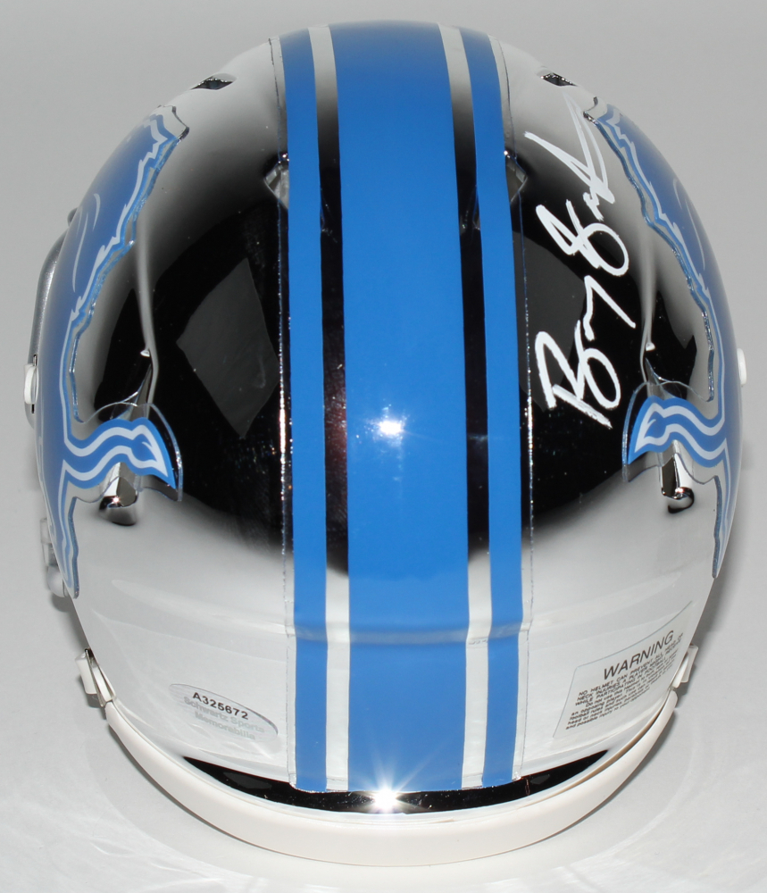 Barry Sanders Signed Lions Chrome Speed Mini-Helmet (Schwartz Sports ...
