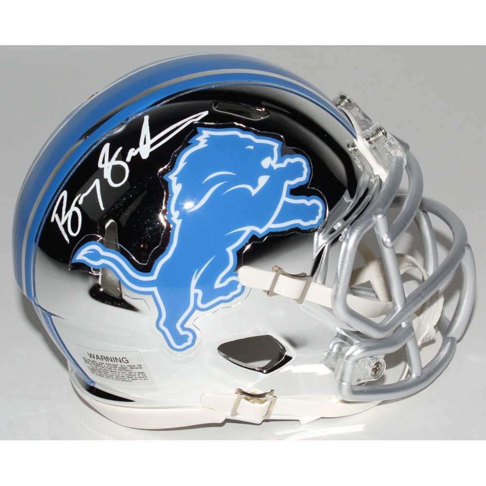 Barry Sanders Signed Lions Chrome Speed Mini-Helmet (Schwartz Sports ...