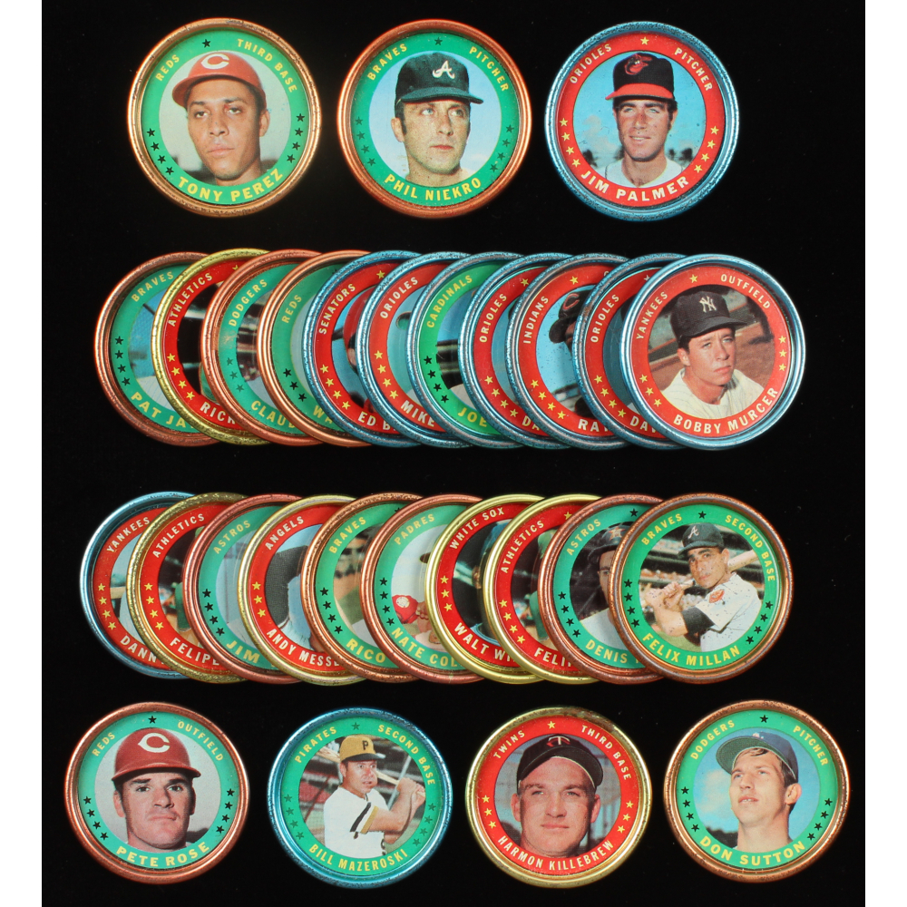 Lot of (28) 1970 Topps Baseball Coins with #105 Tony Perez, #37 Phil ...