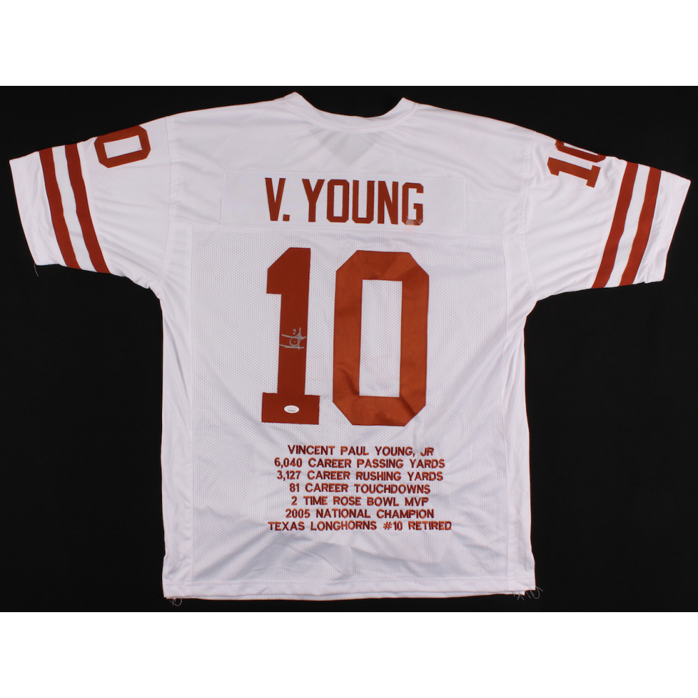 Vince Young Signed Career Highlight Stat Jersey (JSA COA) | Pristine ...
