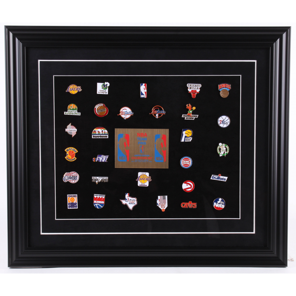 1986 LE Complete NBA Teams Vintage Pin Set 16.5x19.5 Custom Framed ...