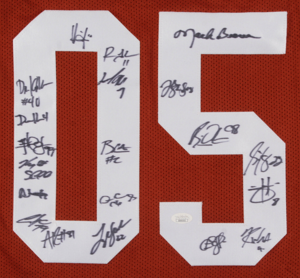 2005 National Champions Jersey Signed by (20) with Mack Brown, Lyle ...
