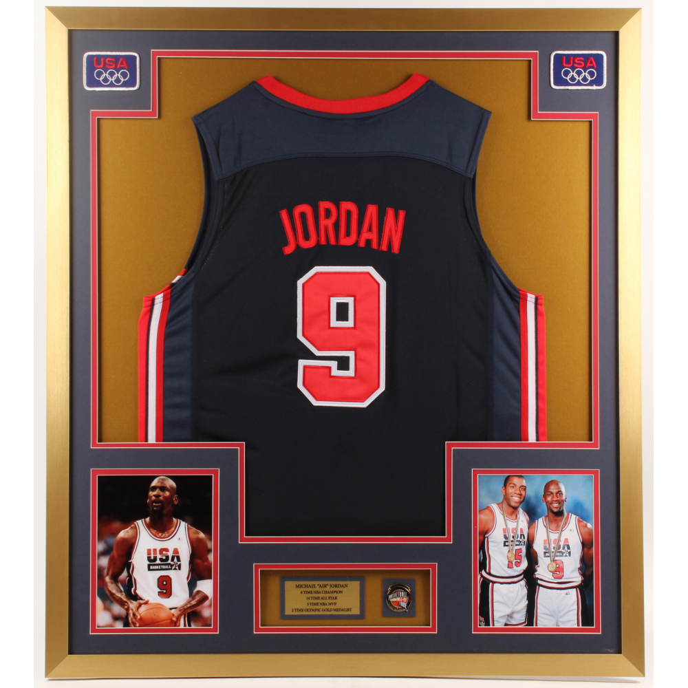 Michael Jordan Team USA 32x36 Custom Framed Jersey Display with Hall of ...