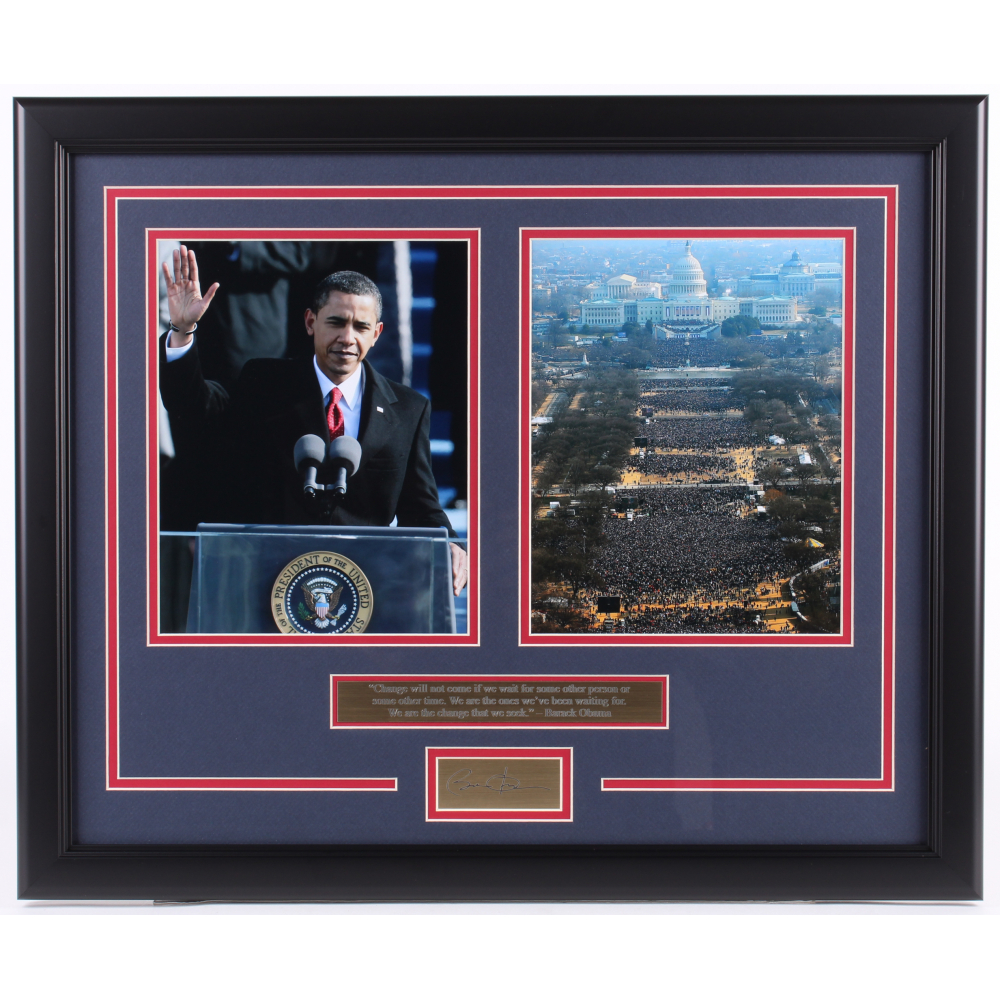 Barack Obama 19.5x23.5 Custom Framed Photo Display with Laser-Engraved ...