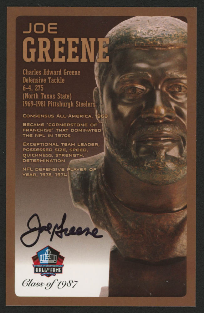 Joe Greene Signed LE Bronze Bust Football Hall of Fame Postcard (PFHOF ...