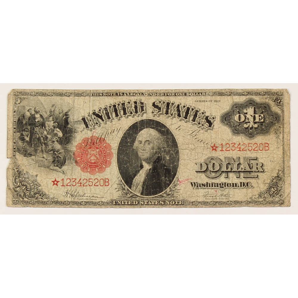 Star Note - 1917 $1 One-Dollar Red Seal U.S. Legal Tender Large Size ...