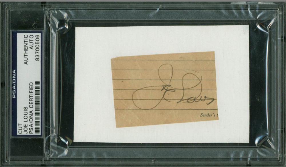 Joe Louis Signed 1.75x2.75 Cut (PSA Encapsulated) | Pristine Auction