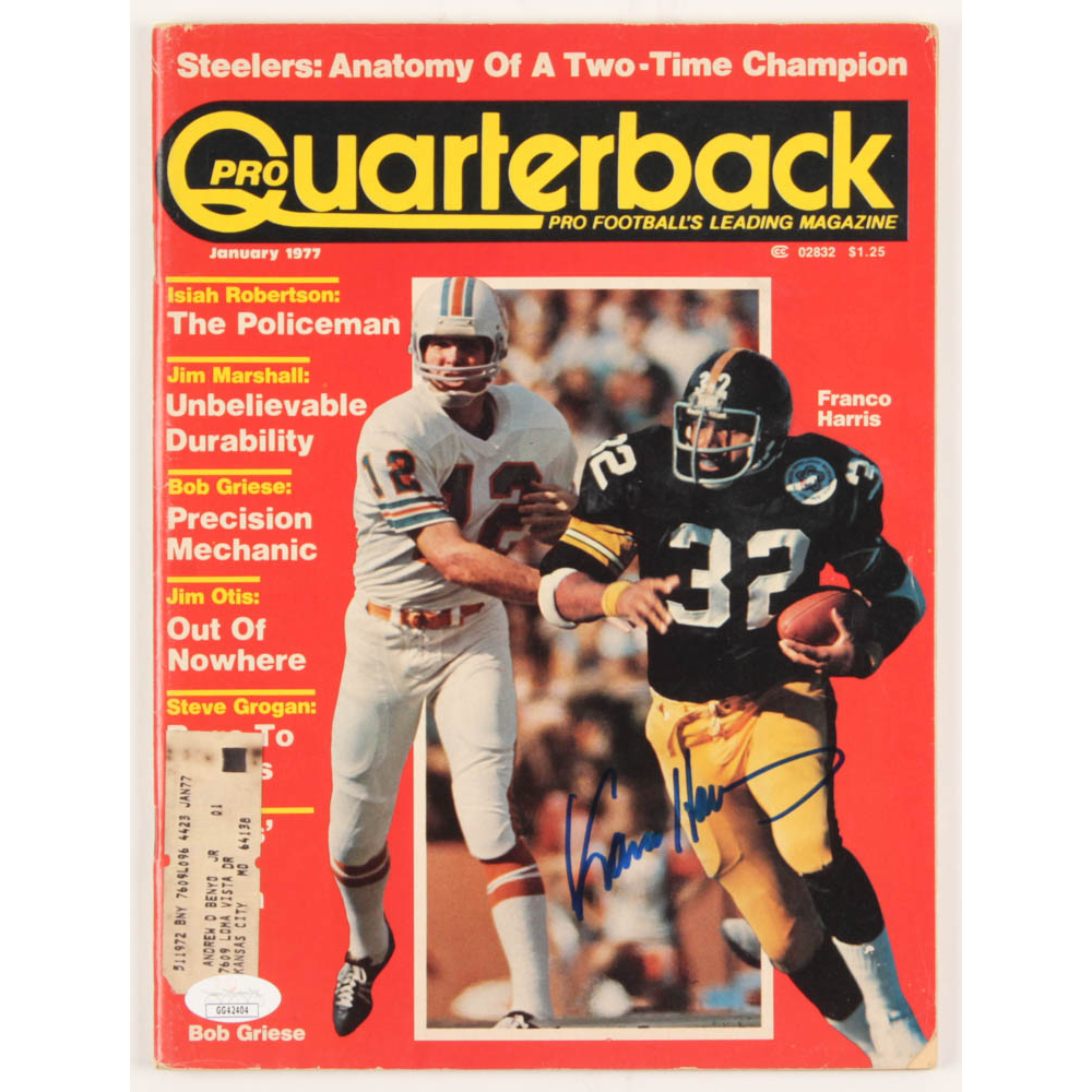 Franco Harris Signed 1977 Pro Quarterback Magazine (JSA COA) | Pristine ...