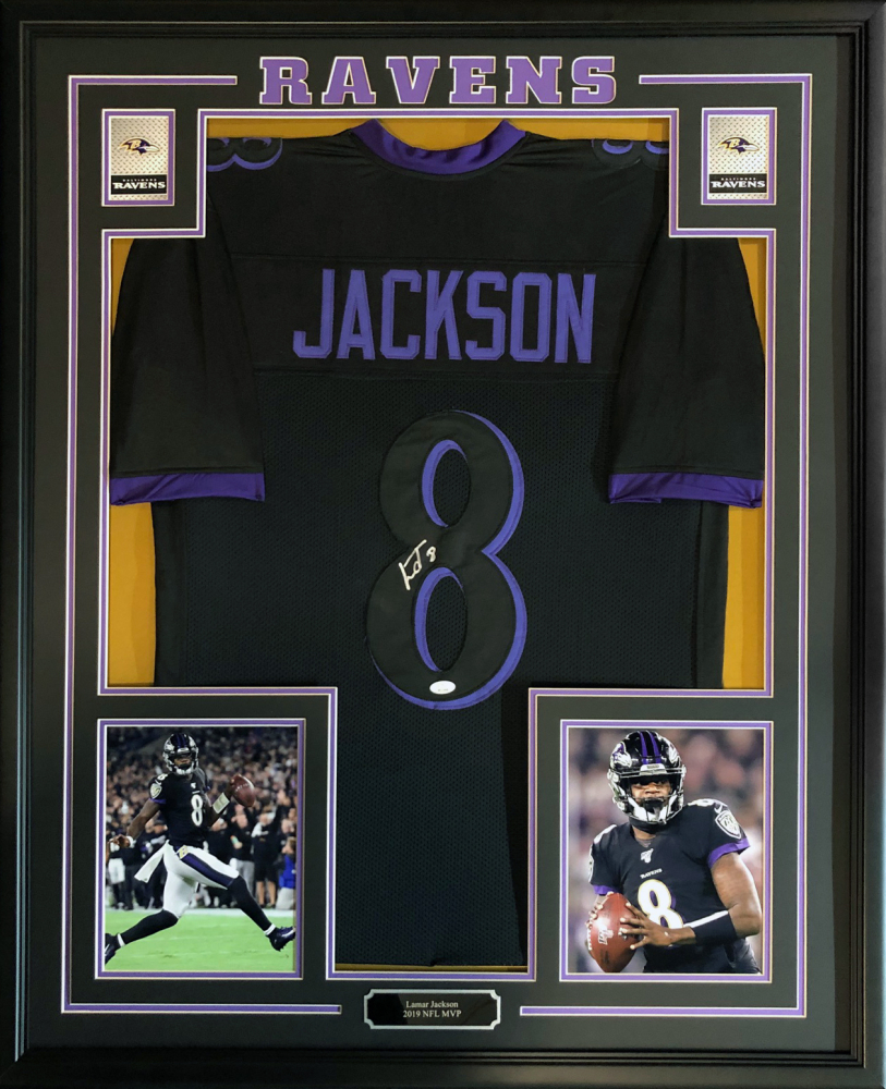 Lamar Jackson Signed 34.5x42.5 Custom Framed Jersey (JSA COA ...