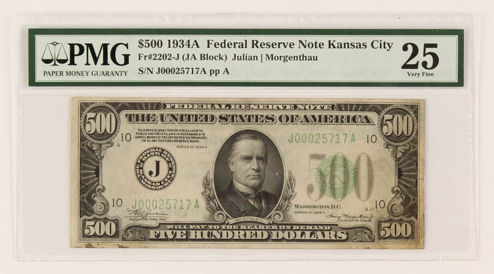 1934-A $500 Five Hundred-Dollar Federal Reserve Note (PMG 25) | Pristine Auction