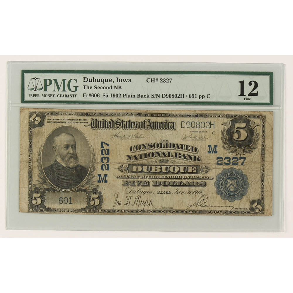 1902 $5 Five-Dollar U.S. National Currency Large-Size Bank Note - The ...