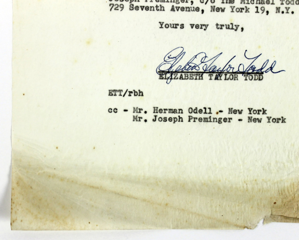 Elizabeth Taylor Signed Authentic Letter (Beckett LOA) | Pristine Auction