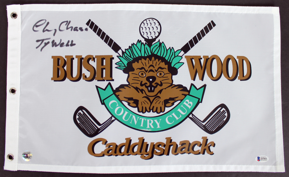Chevy Chase Signed "Caddyshack" Bushwood Country Club Golf Pin Flag ...